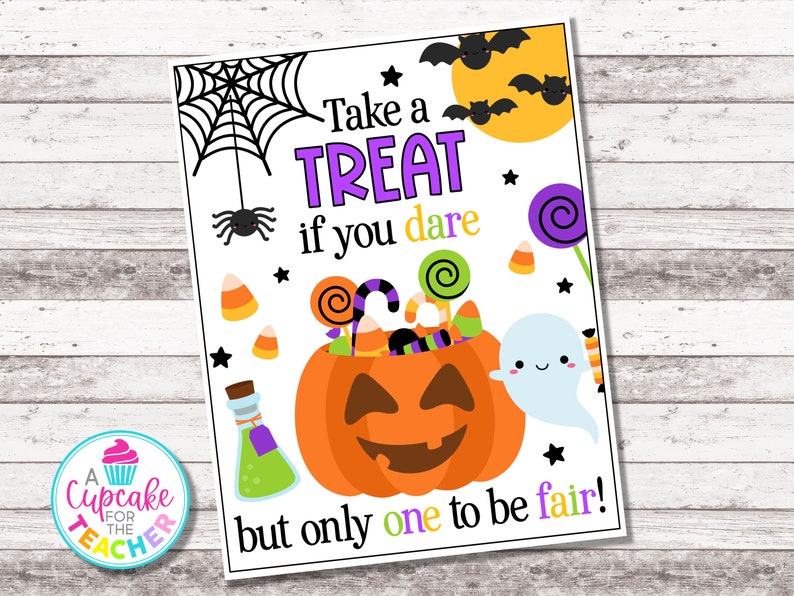 Halloween Trick or Treat Sign Take One If You Dare Candy - Etsy