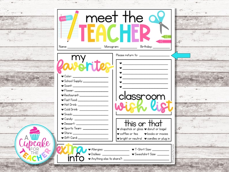Teacher Favorite Things Questionnaire Back to School Teacher Survey ...