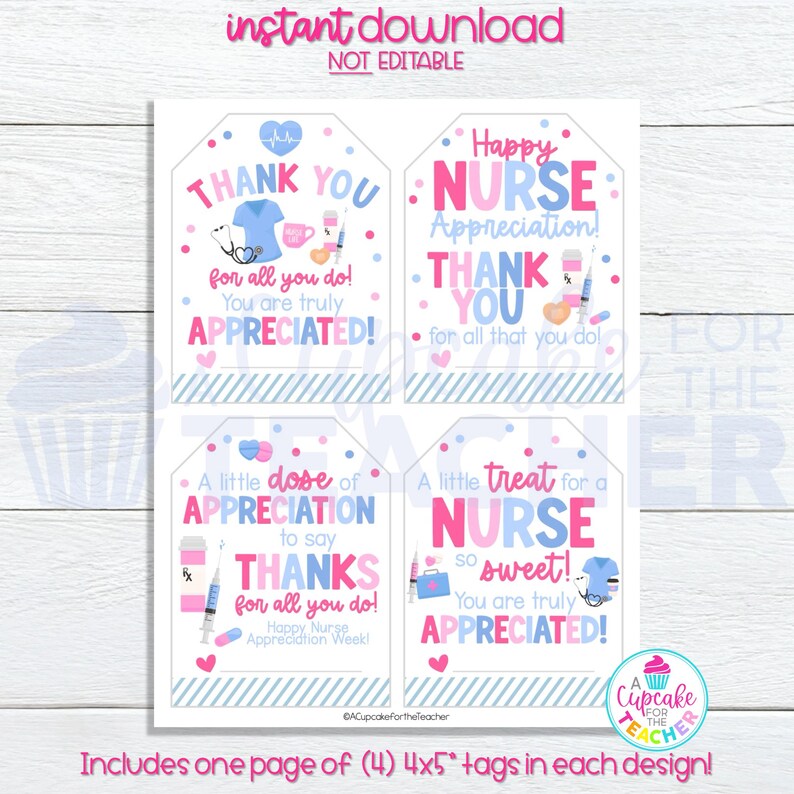 Nurse Appreciation Gift Tag | Nurse Appreciation Week Gift Tags ...
