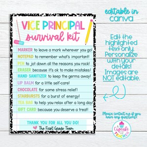 Assistant Principal Survival Kit Bag Tag Template | Editable Vice ...