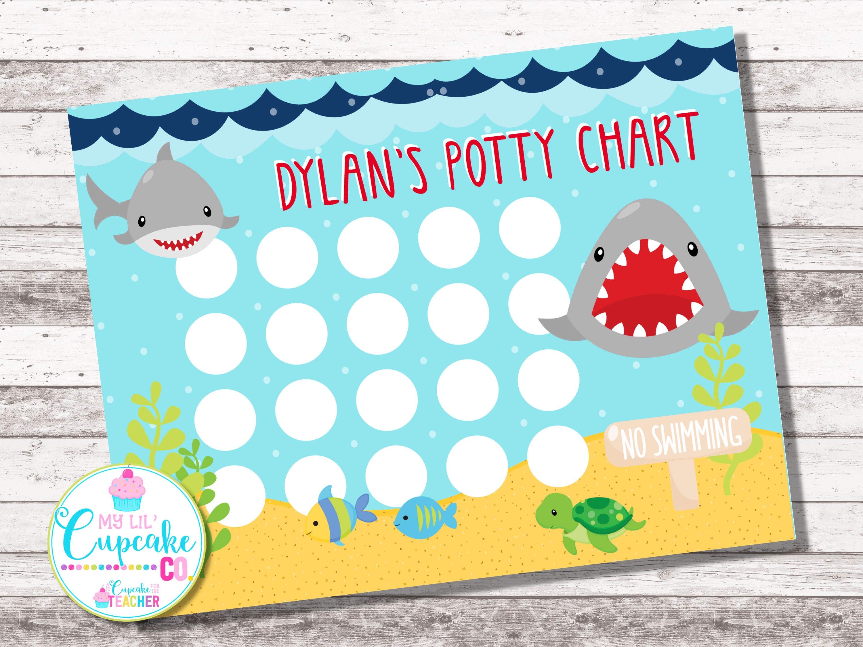 Paper Paper & Party Supplies Reading Chart Potty Training Baby Shark ...