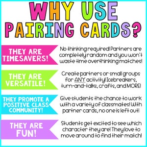 Partner and Small Group Pairing Cards | Classroom Management - Etsy
