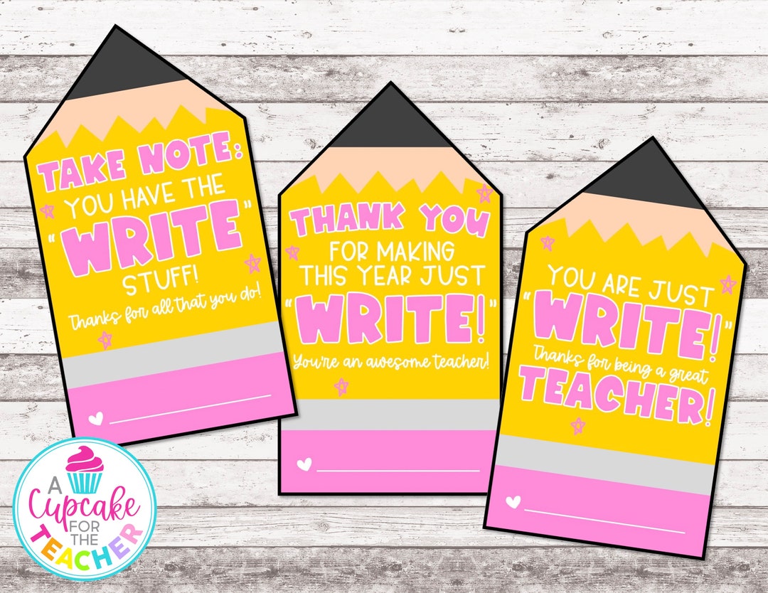 Teacher Appreciation Gift Tag | the Write Stuff Teacher Gift | You Are ...