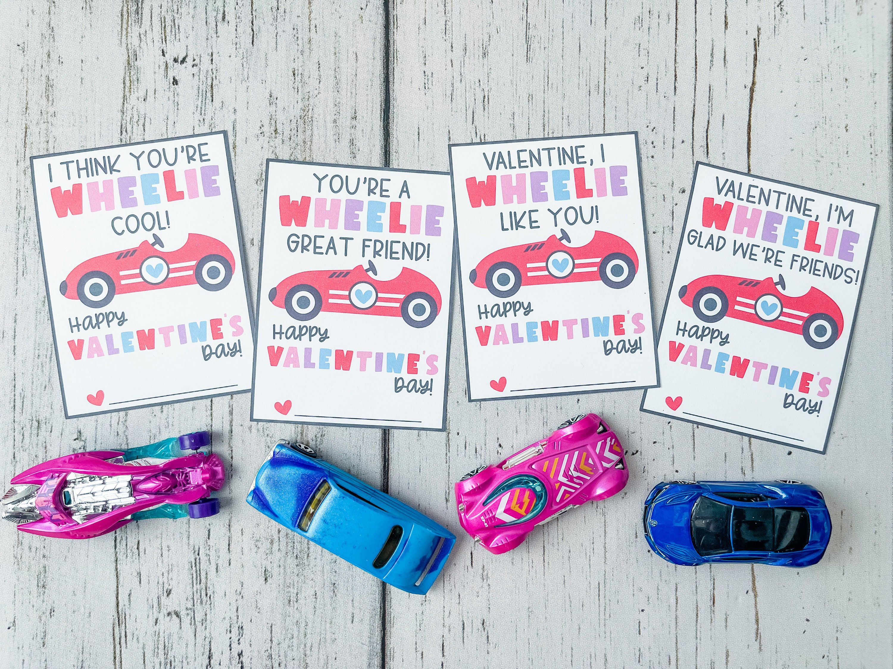 Wheelie Valentine's Day Gift Tags | Car Valentines | Race Car Valentine ...