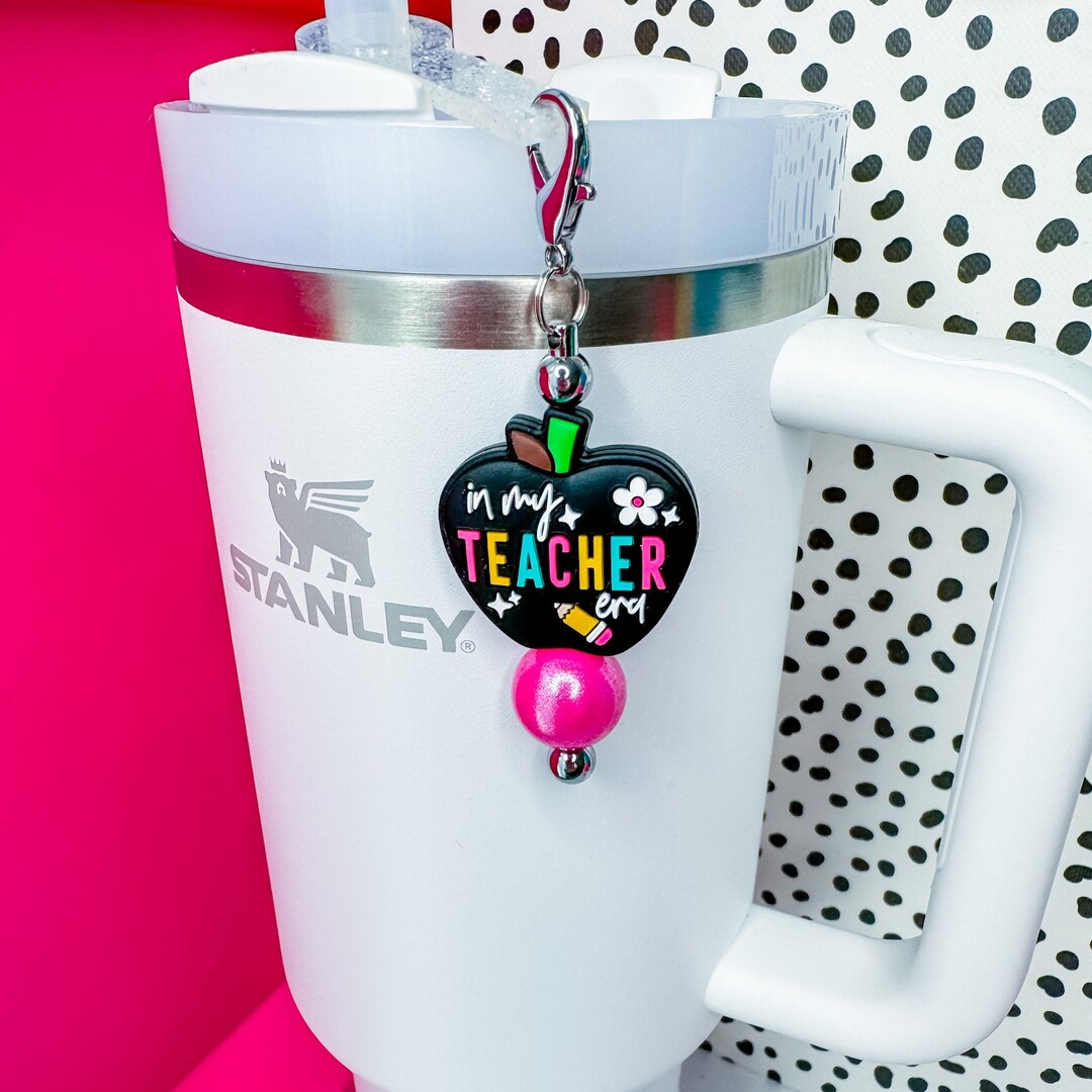 Teacher Cup Straw Charm in My Teacher Era Silicone Bead Charm Teacher ...