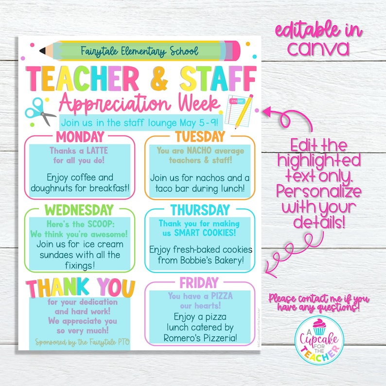 Editable Teacher Appreciation Week Flyer Template | Teacher & Staff ...