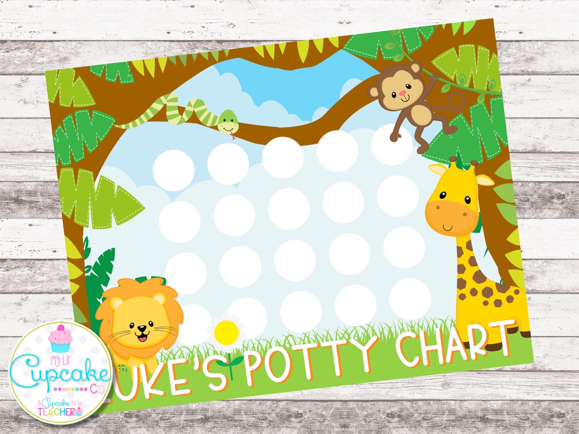 Potty Training Chart Jungle Potty Chart Sticker Chart | Etsy