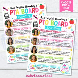Editable Meet the PTO PTA Board Flyer Template | Back to School PTO ...