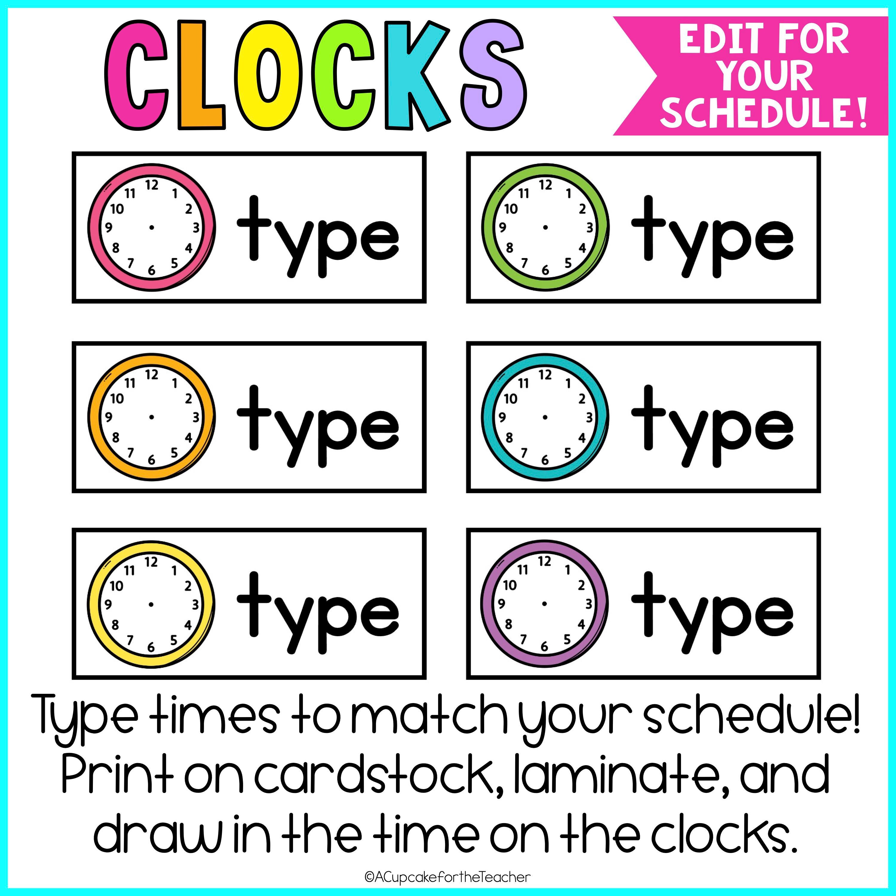 Classroom Daily Visual Schedule Cards With Editable Cards and Clocks - Etsy