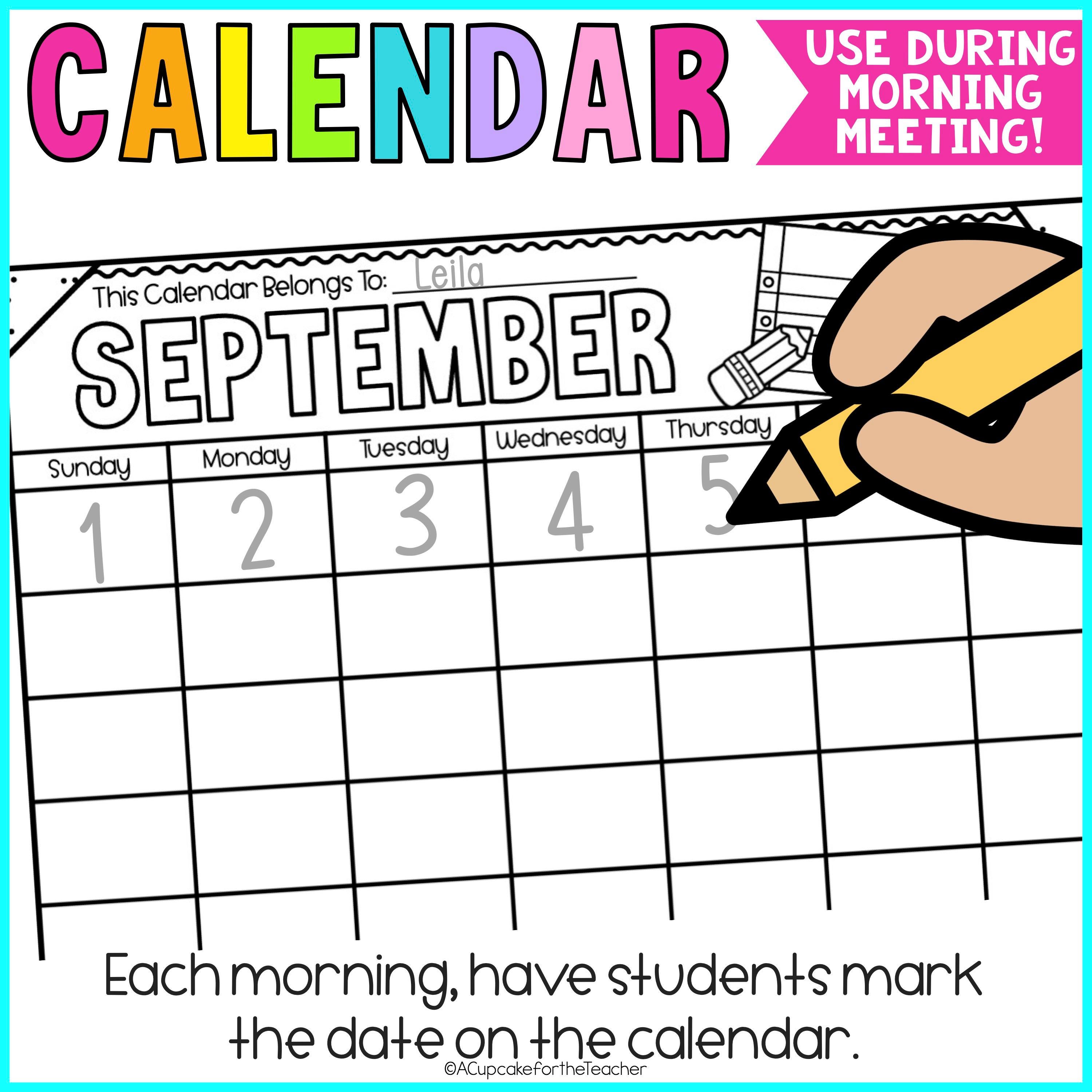 Calendar and Weather Notebook Journal for Morning Meeting in the ...