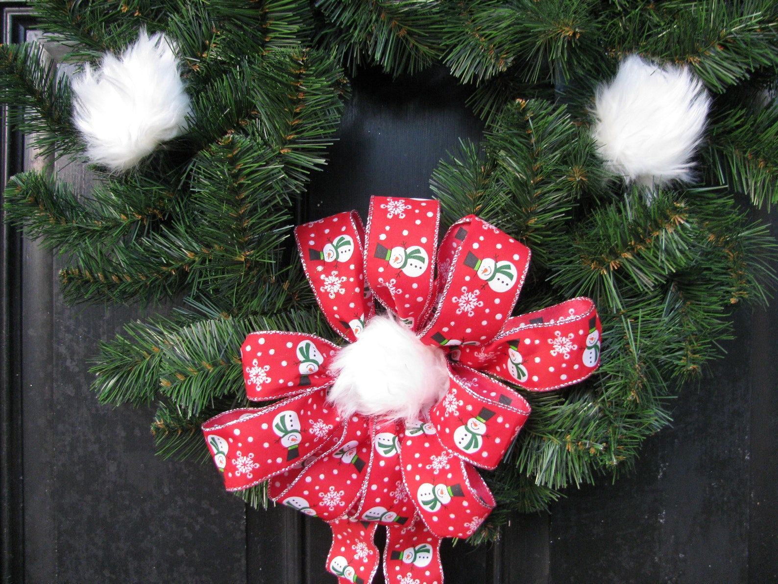 Christmas Wreath, Snowball Wreath, Snowman Wreath, Door Decor ...