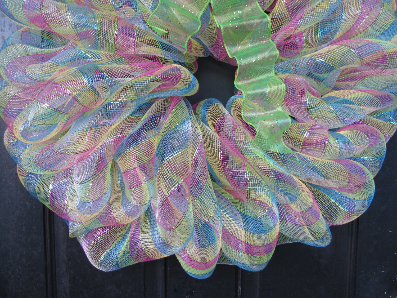 Spring Deco Mesh Wreath, Deco Mesh Wreath, Summer Wreath, Spring Wreath ...