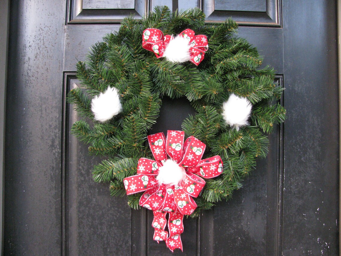 Christmas Wreath, Snowball Wreath, Snowman Wreath, Door Decor ...