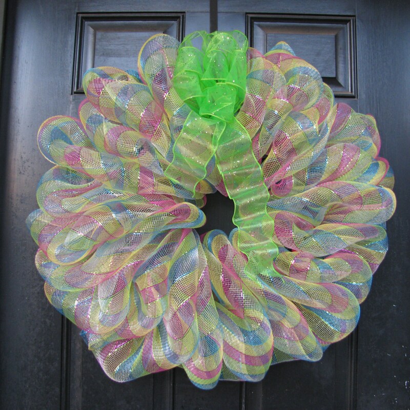 Spring Deco Mesh Wreath - Etsy