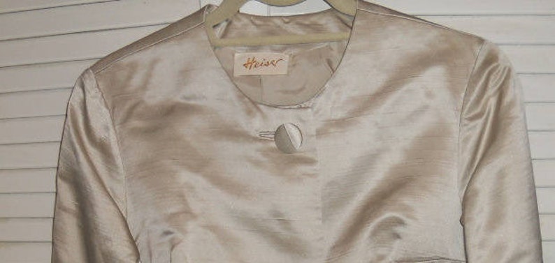 Vintage Heiser Three Piece Ensemble Satin Champagne Suit, Long Skirt ...