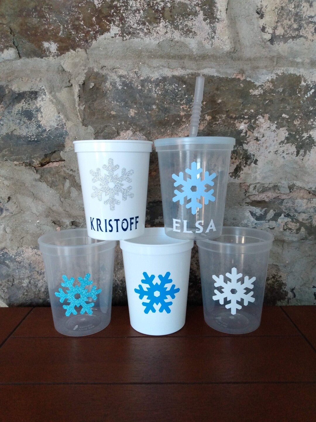 FROZEN Cups -- Personalized Snowflake Cups -- Clear Cups With Lid and ...