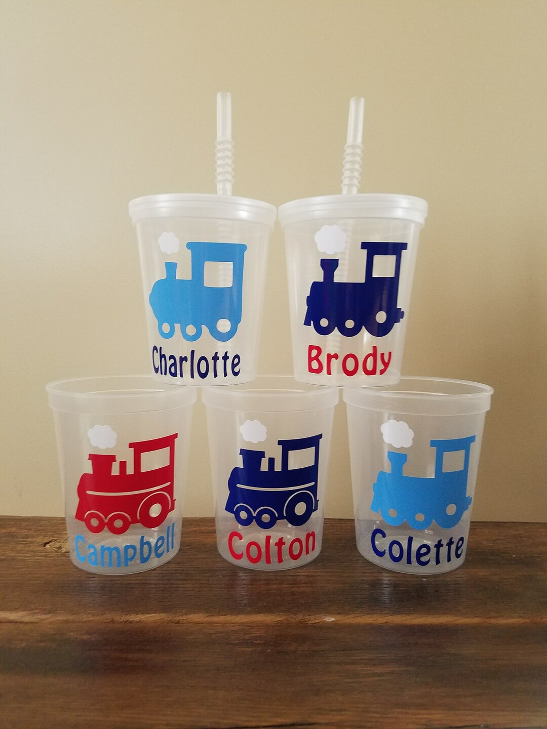 Personalized Train Cups -- Clear Cups With Lid and Straw - Etsy
