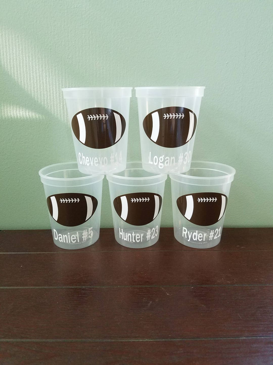 Personalized Football Cups-clear Cups With Lid and Straw-birthday Cups ...