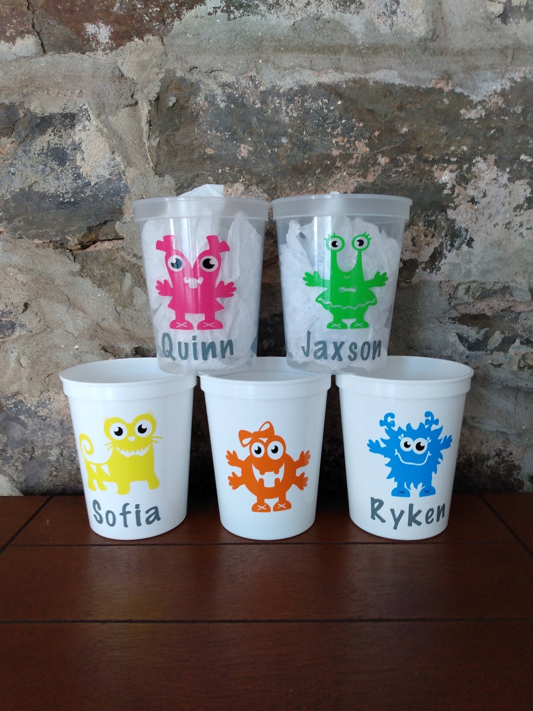 Personalized Monster Cups-clear Cups With Lid and Straw-birthday Cups ...