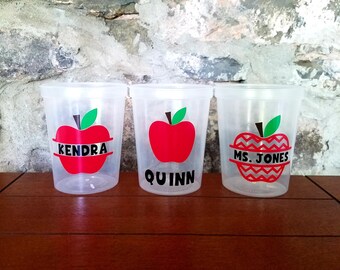 APPLE Cups Apple Birthday Apple Party Teacher Party Back - Etsy