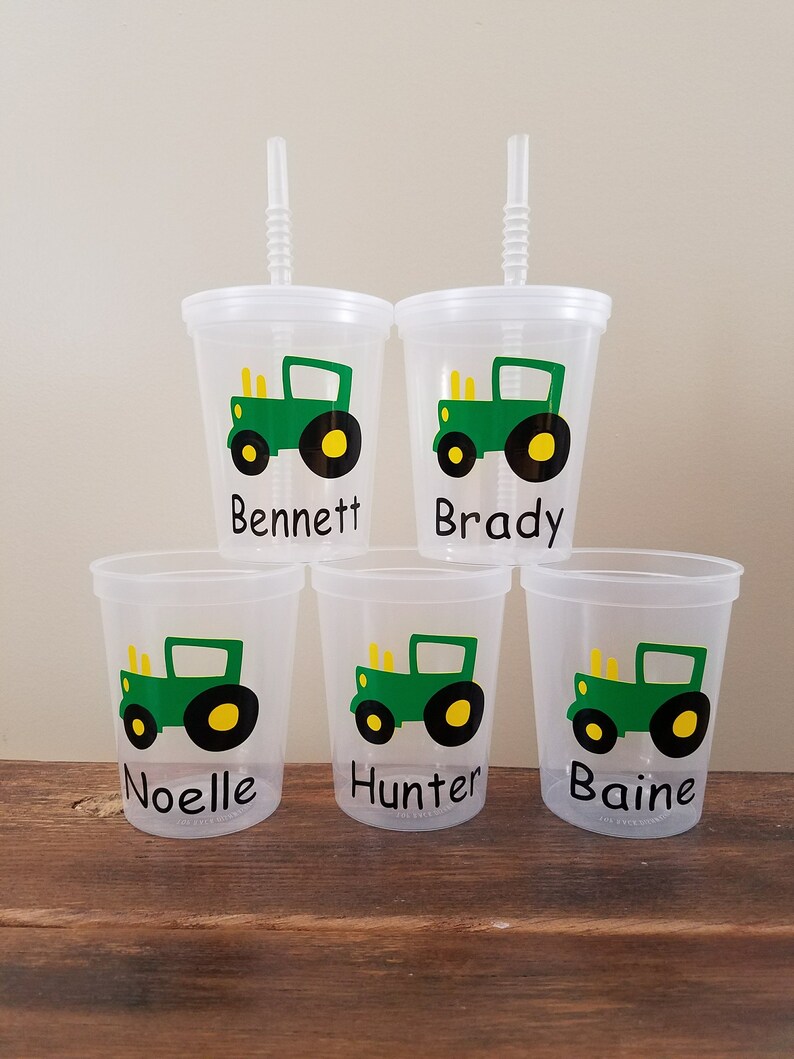 Personalized Tractor Cups-tractor Cups-clear Cups With Lid and - Etsy