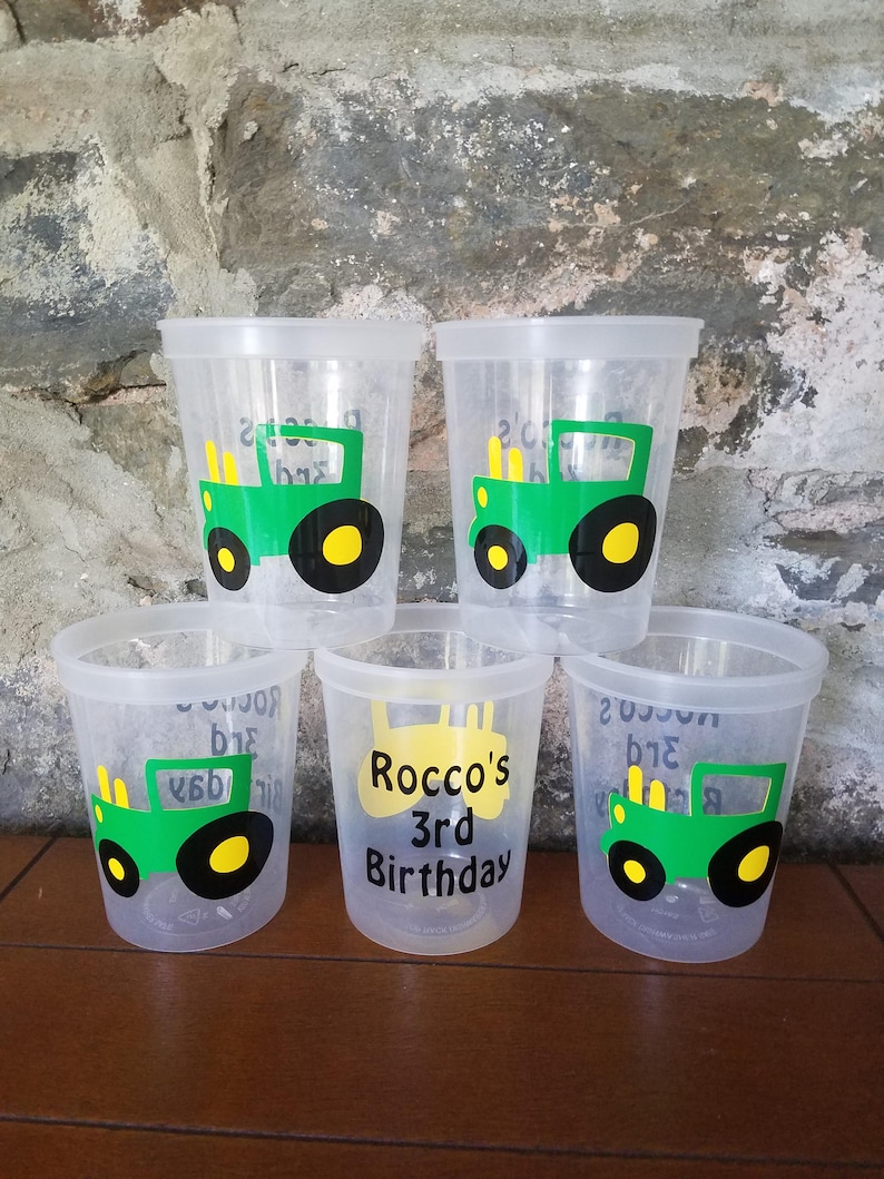 Personalized Tractor Cups-tractor Cups-clear Cups With Lid and - Etsy