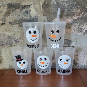 Personalized Snowman Cups-clear Cups With Lid and Straw-seasonal Cups ...