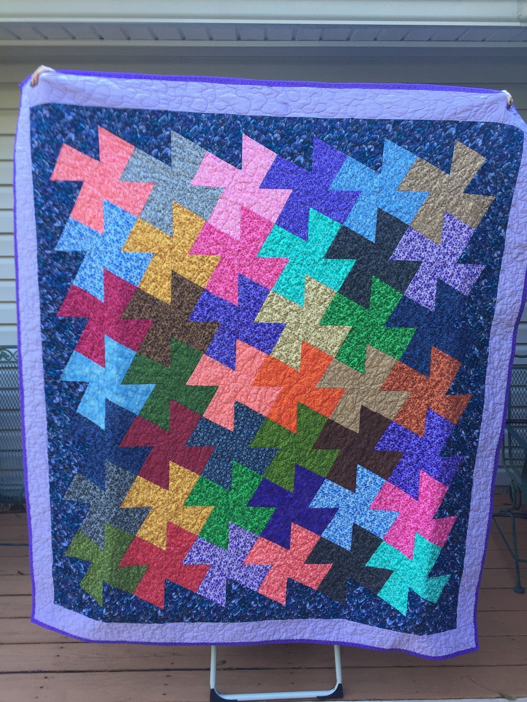 Hand Make Quilt Twister Pinwheels Lavender Border # 8 - Etsy