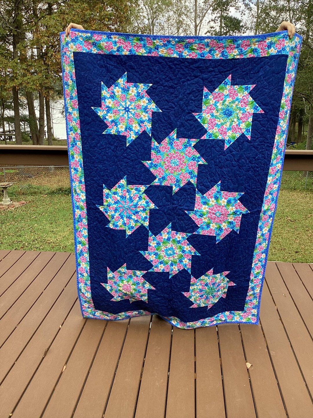 Handmade Quilt Stack and Whack Blue Flowers SW05 - Etsy