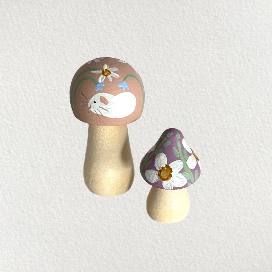 Hand Painted Tiny Toadstools Set of 2 Guinea Pig Decor - Etsy