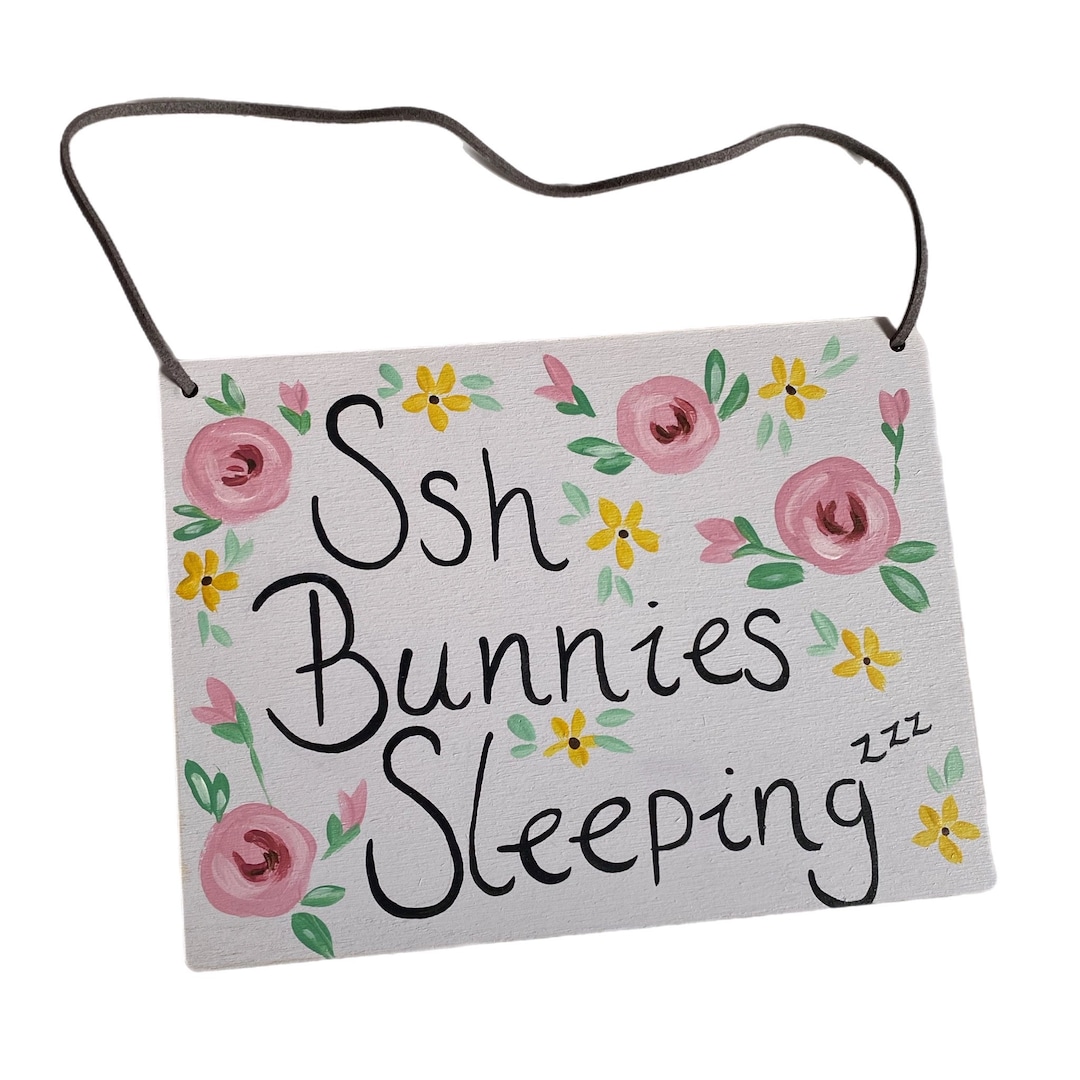 Bunny Rabbit Sign - 8inch Hand Painted Floral Wooden Sign - Etsy