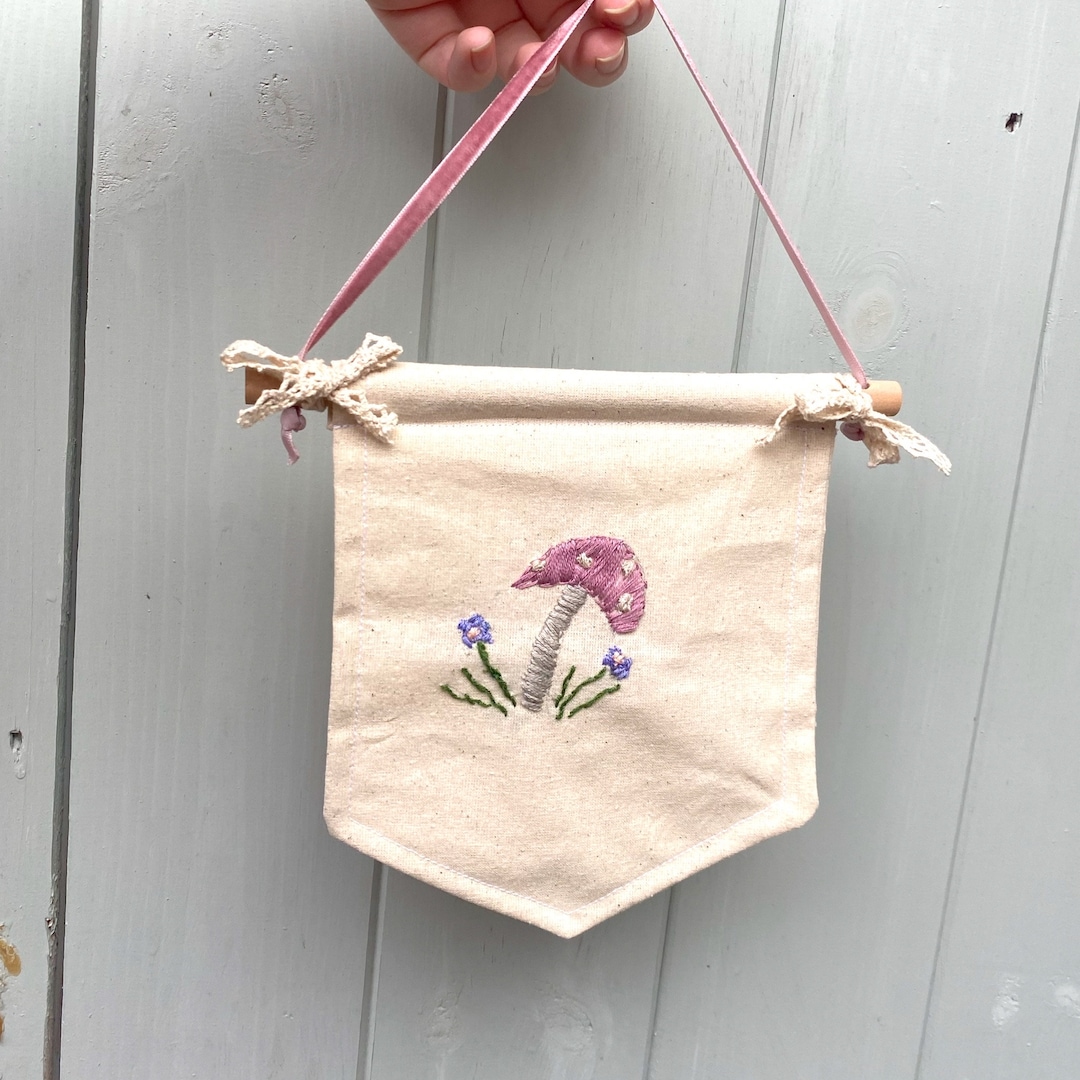 Embroidered Toadstool / Mushroom Banner / Floral Theme - Etsy