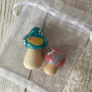 Hand Painted Tiny Toadstools, Set of 2, Guinea Pig Decor, Fairy Decor, Mushroom Decor, Shelf ...