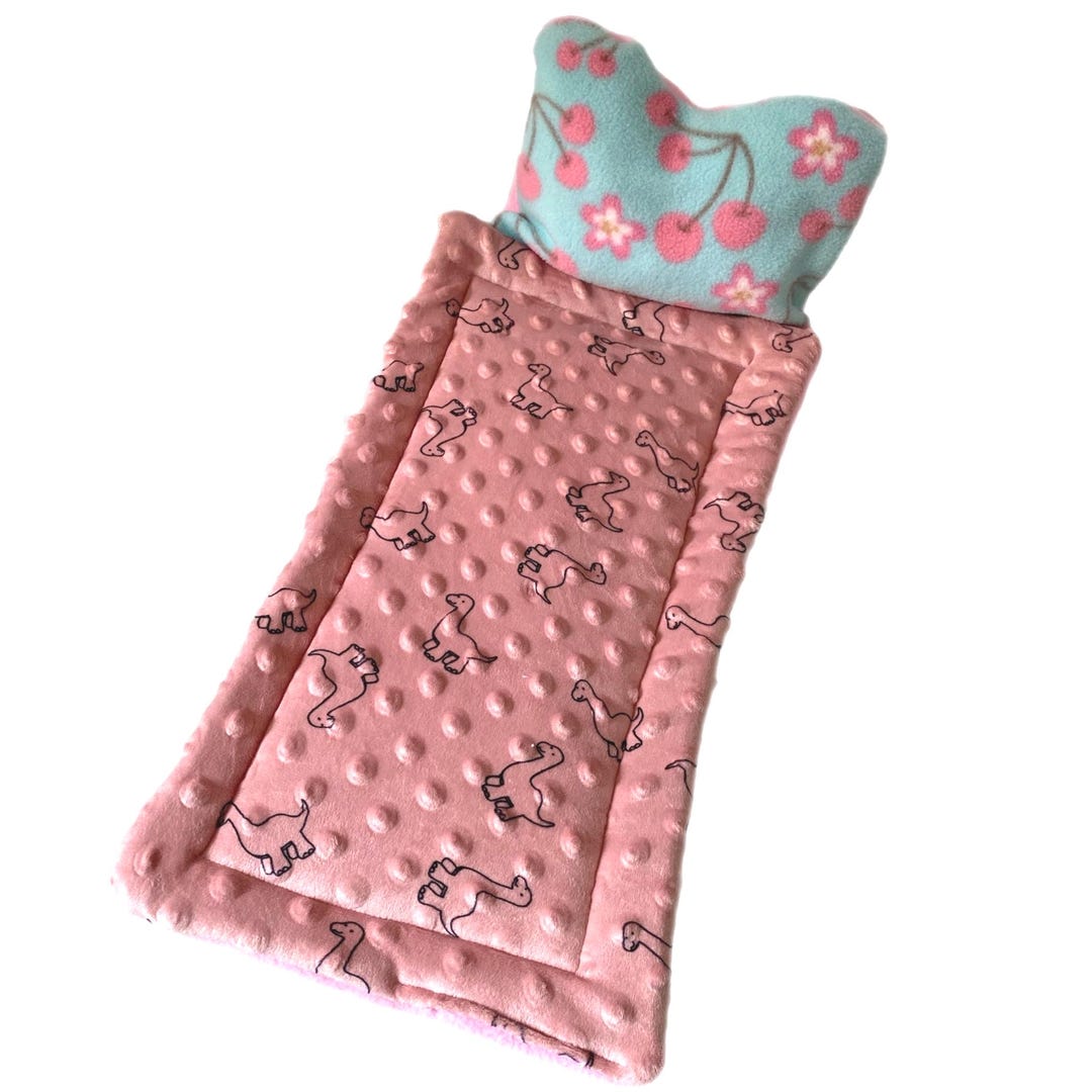 GUINEA PIG Pink Dino Dimple Fleece Lounging Pad With Cherry Fleece ...