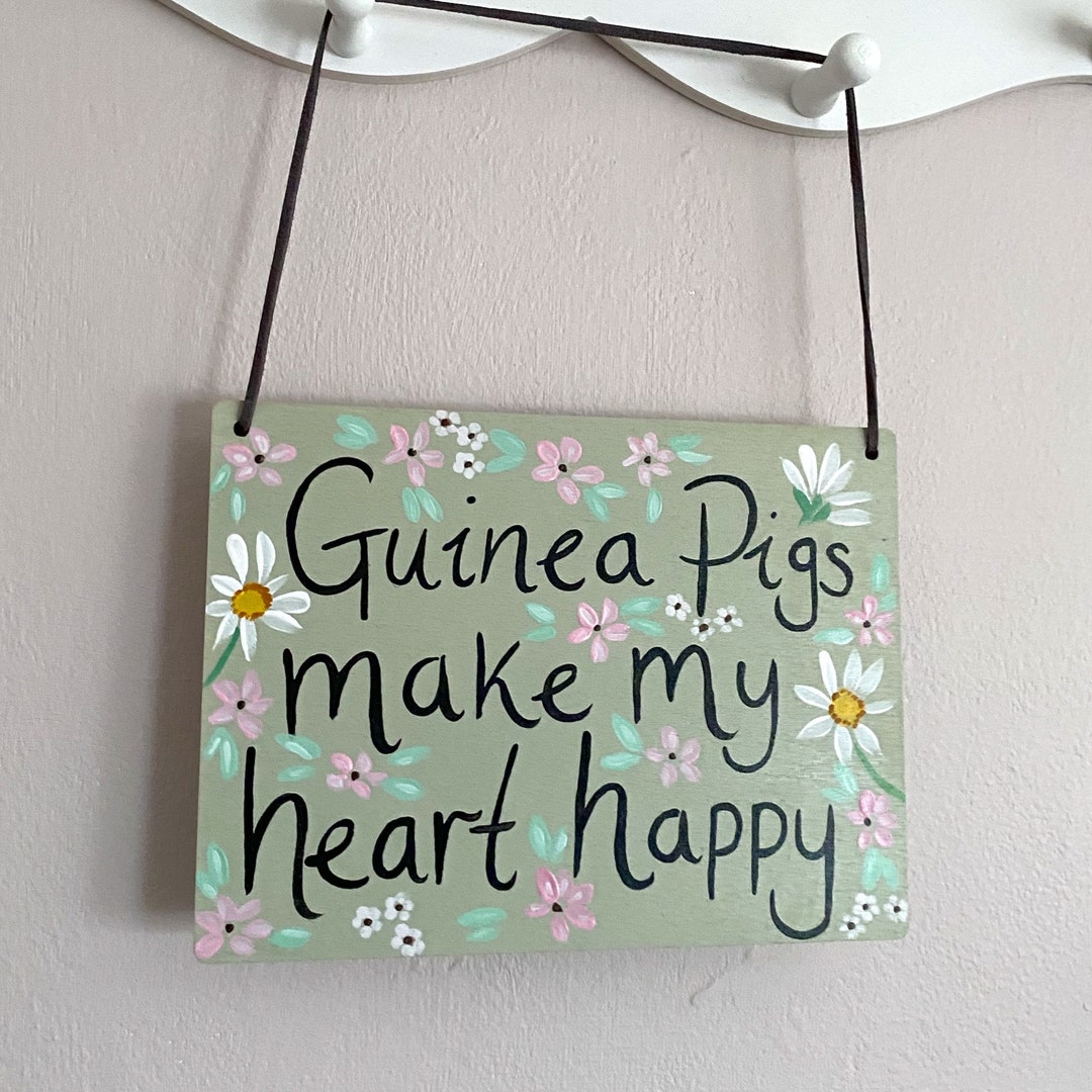 Guinea Pig Sign 8inch Hand Painted Floral Wooden Sign - Etsy