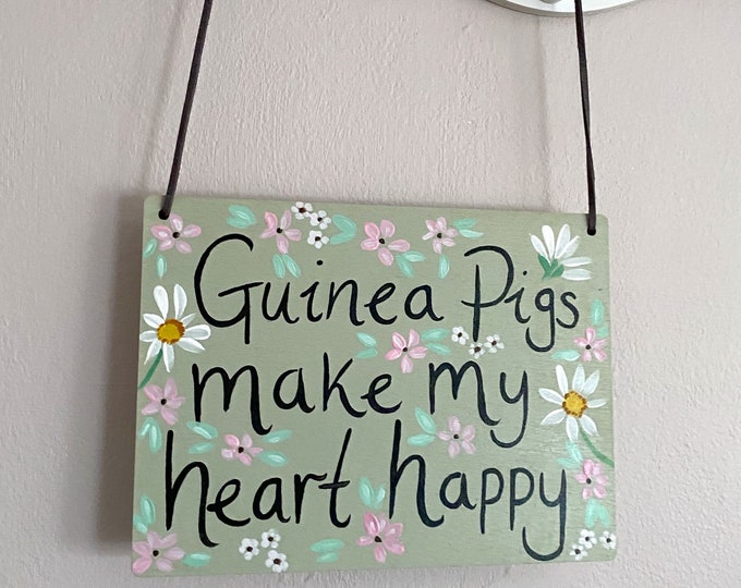 Guinea Pig Sign - 8inch Hand Painted Floral Wooden Sign - Etsy