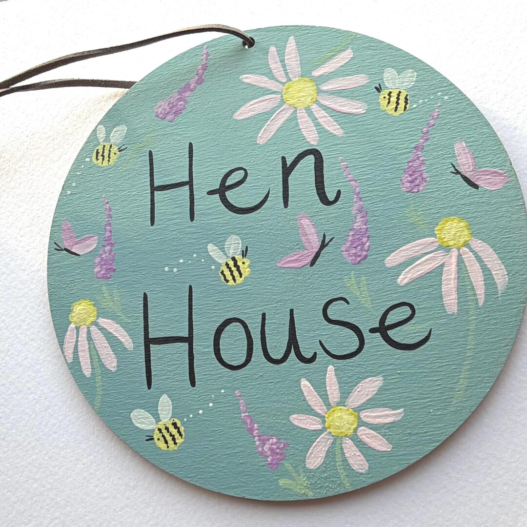 Hen House Chicken Coop Sign - Hand Painted Floral Wooden Sign - Etsy