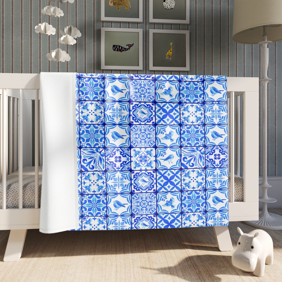 Blue Azulejo Portuguese Tile Throw Blanket| Portugal Pattern | Portugal Tiles | Artful European ...