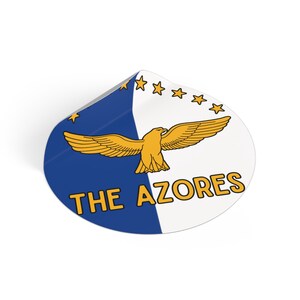 Portuguese Sticker the Azores Flag Round Car Vinyl Stickers Azorean ...