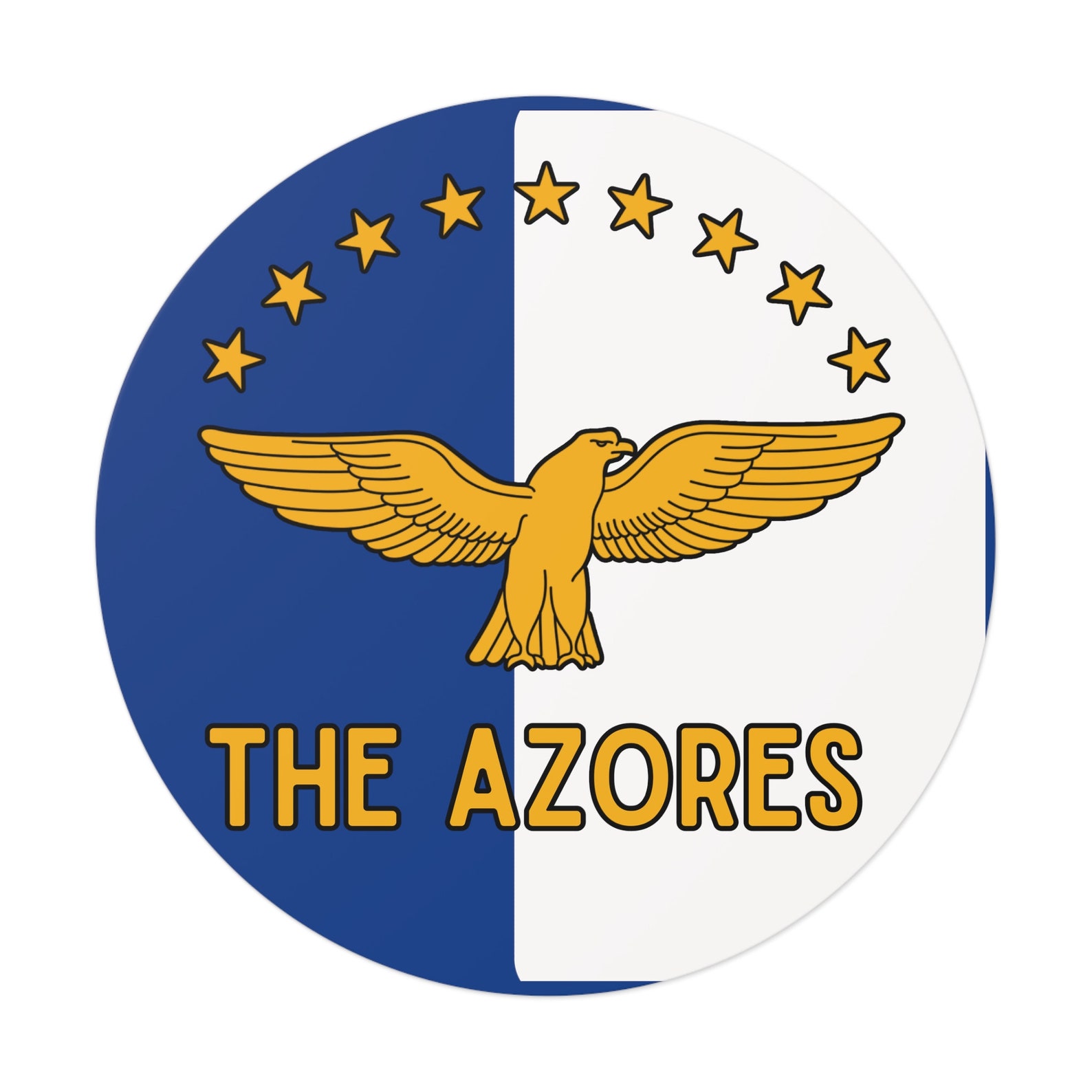 Portuguese Sticker the Azores Flag Round Car Vinyl Stickers Azorean ...