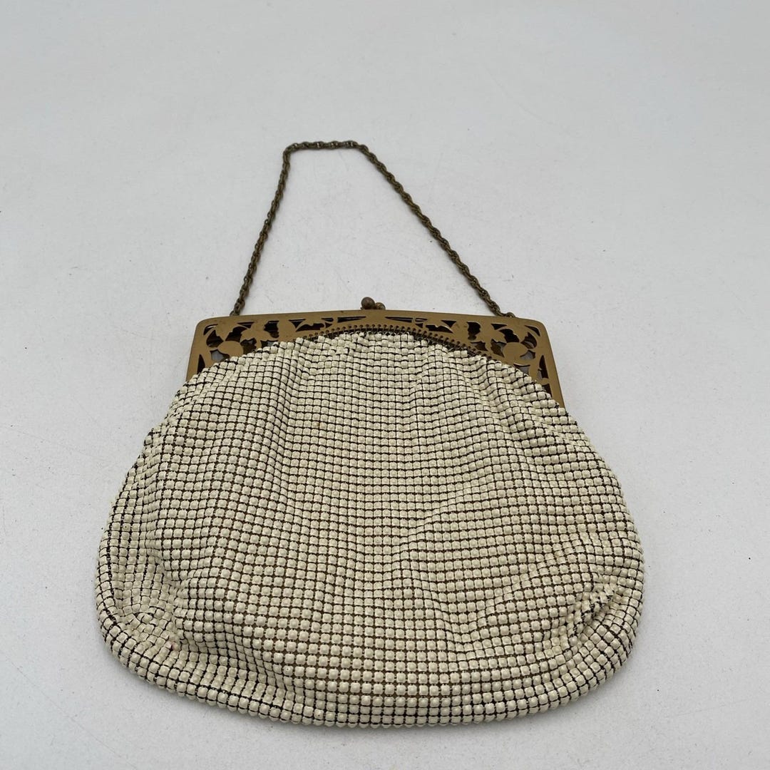 Antique 1920s White Mesh Flapper Bag Art Deco Chain Mail Purse Whiting ...