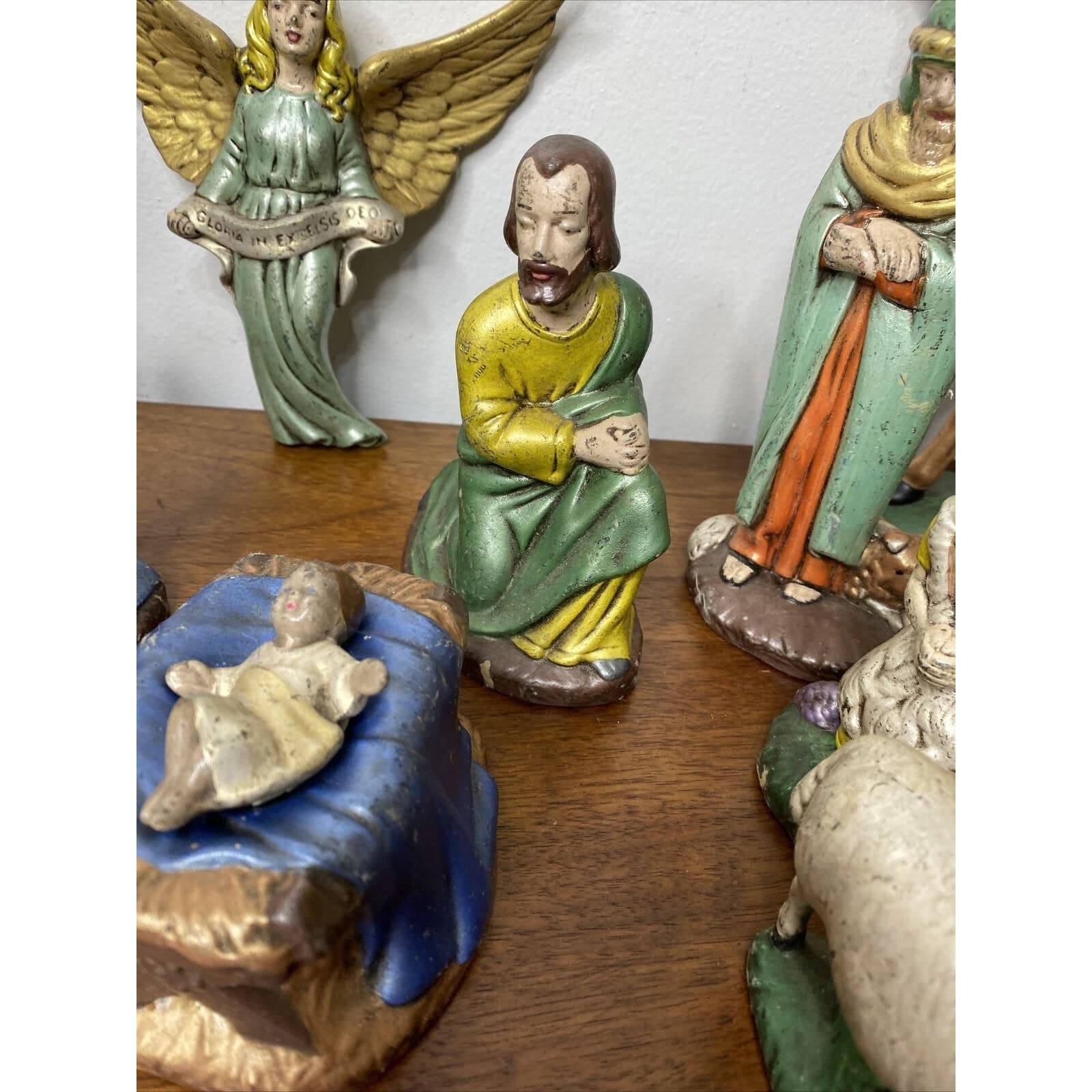 Vintage Ceramic Nativity Set Holland Mold 18 Pc Hand Painted Glaze ...