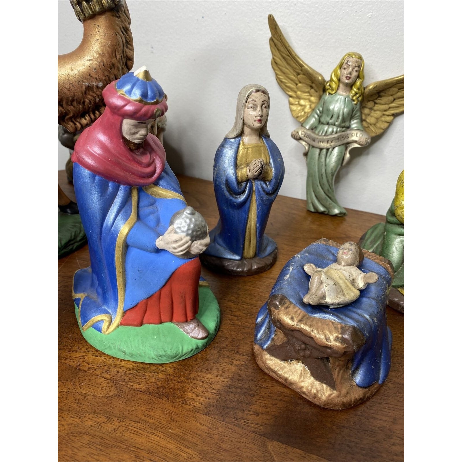 Vintage Ceramic Nativity Set Holland Mold 18 Pc Hand Painted Glaze ...