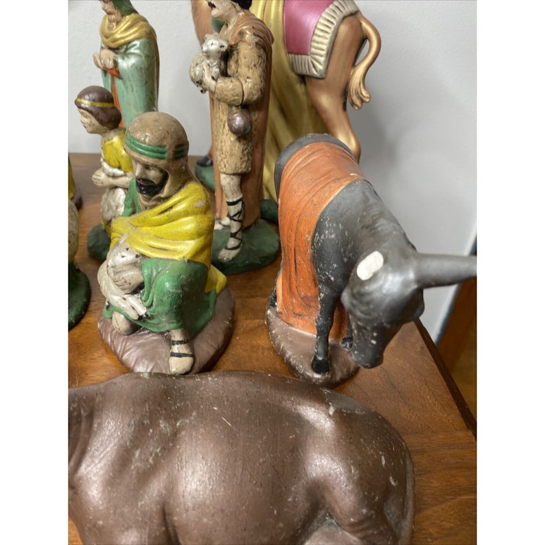 Vintage Ceramic Nativity Set Holland Mold 18 Pc Hand Painted Glaze ...