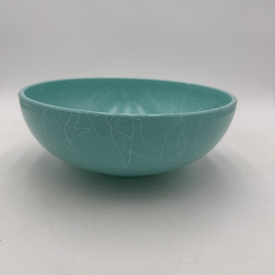 Vintage MCM Hazel Atlas Atomic Spaghetti String Drizzle Bowl Turquoise ...
