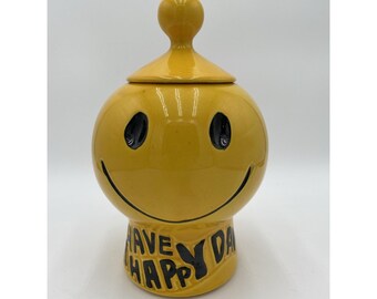 1970’s Mccoy USA Pottery Have A Happy Day Yellow Smiling Face Ceramic ...