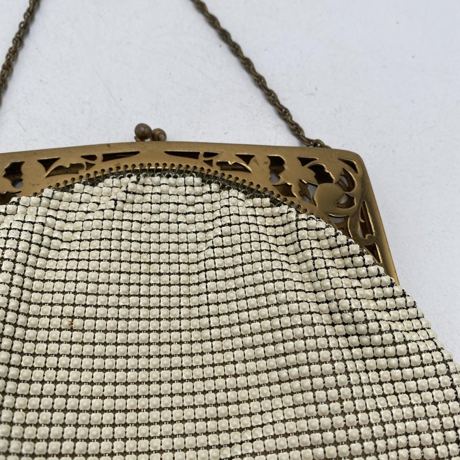 Antique 1920s White Mesh Flapper Bag Art Deco Chain Mail Purse Whiting ...