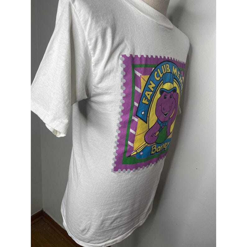 Vintage Barney Dinosaur Fan Club Member HTF Adult T Shirt L Single ...