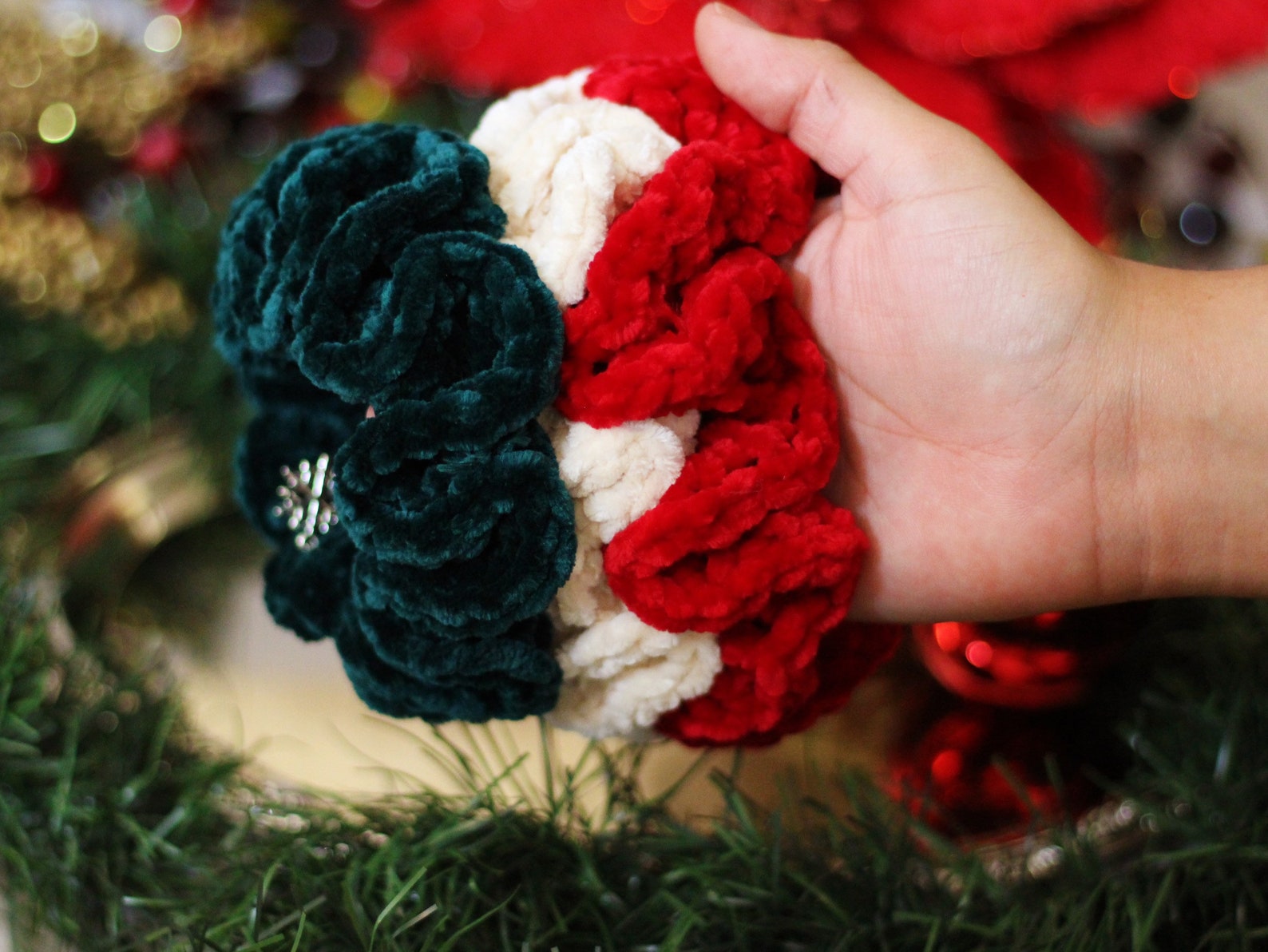 Christmas Holiday Velvet Crochet Scrunchie Sets - Etsy