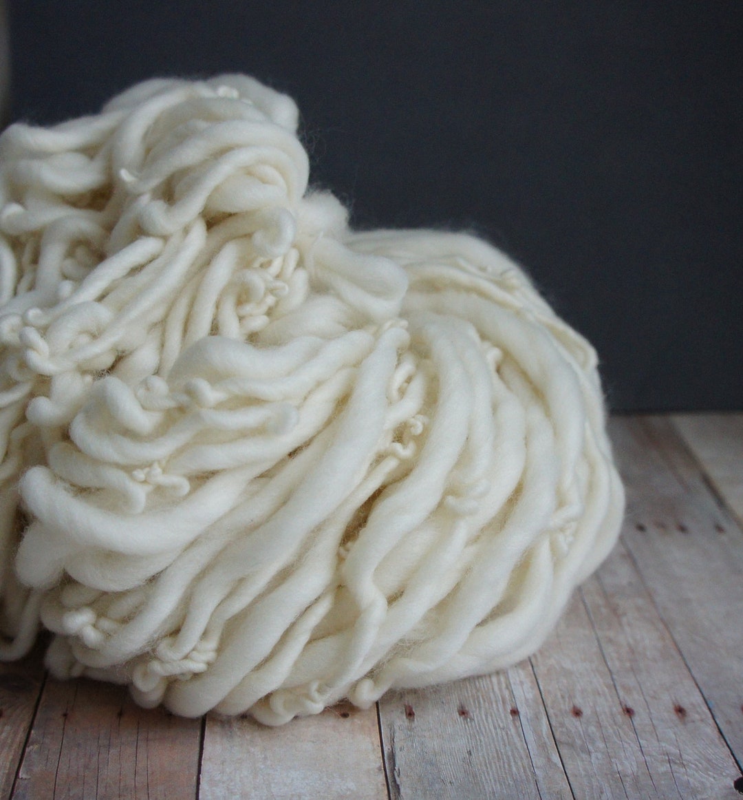 Handspun Undyed French Merino Yarn: Thick & Thin Slub, 60 Yards - Etsy